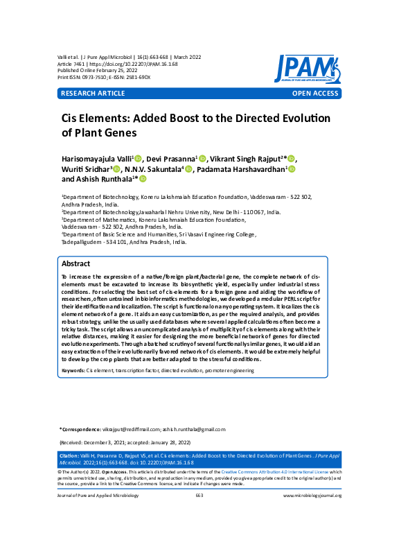 (PDF) Cis Elements: Added Boost to the Directed Evolution of Plant Genes