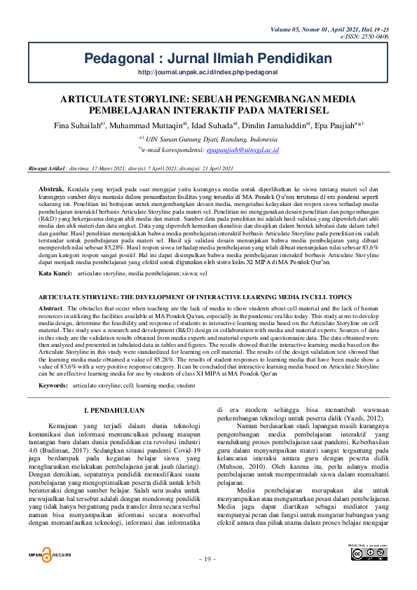(PDF) Articulate Storyline: Sebuah Pengembangan Media Pembelajaran Interaktif Pada Materi Sel