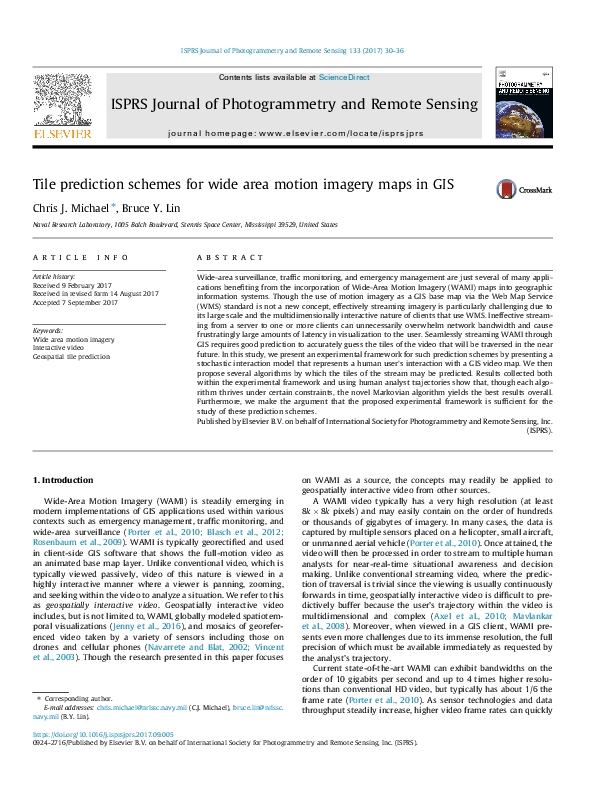 (PDF) Tile prediction schemes for wide area motion imagery maps in GIS