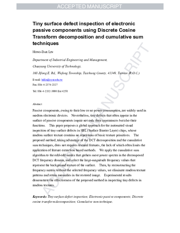 (PDF) Tiny surface defect inspection of electronic passive components ...
