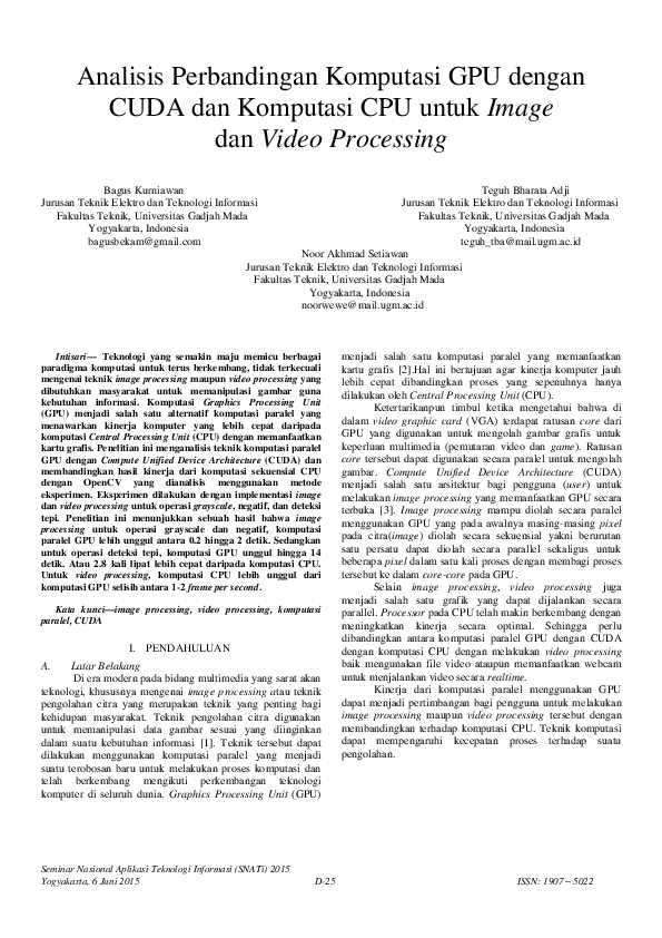 (PDF) Analisis Perbandingan Komputasi GPU dengan CUDA dan Komputasi CPU untuk Image dan Video ...