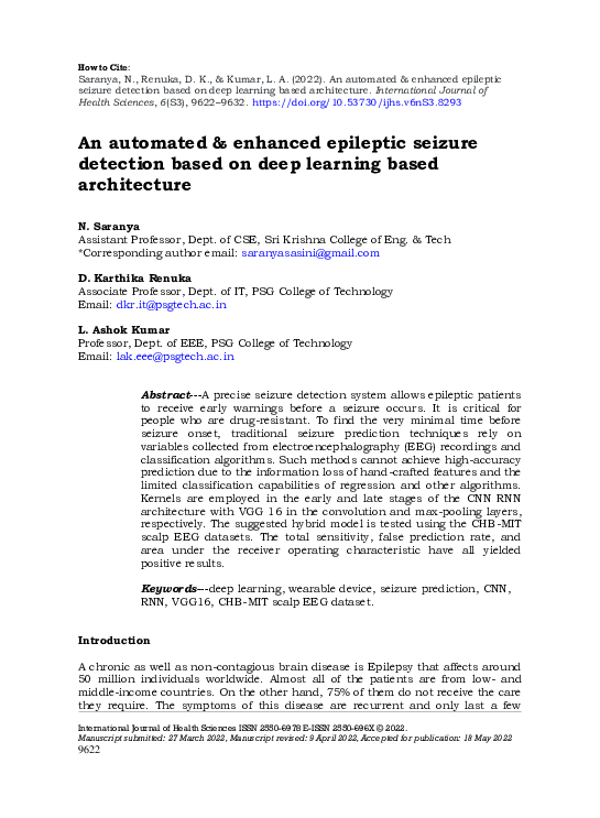 (PDF) Automated & Enhanced Epileptic Seizure Detection Based on Deep Learning Based Architecture
