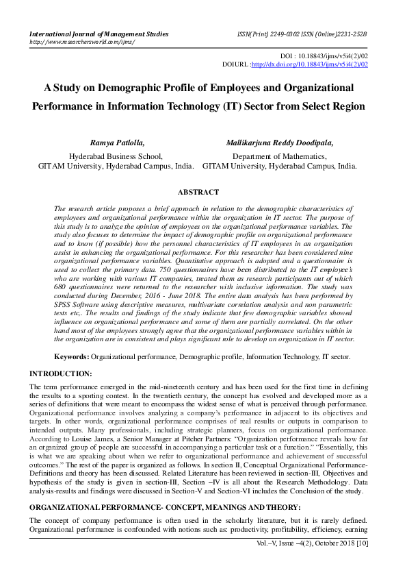 (PDF) A Study on Demographic Profile of Employees and Organizational ...