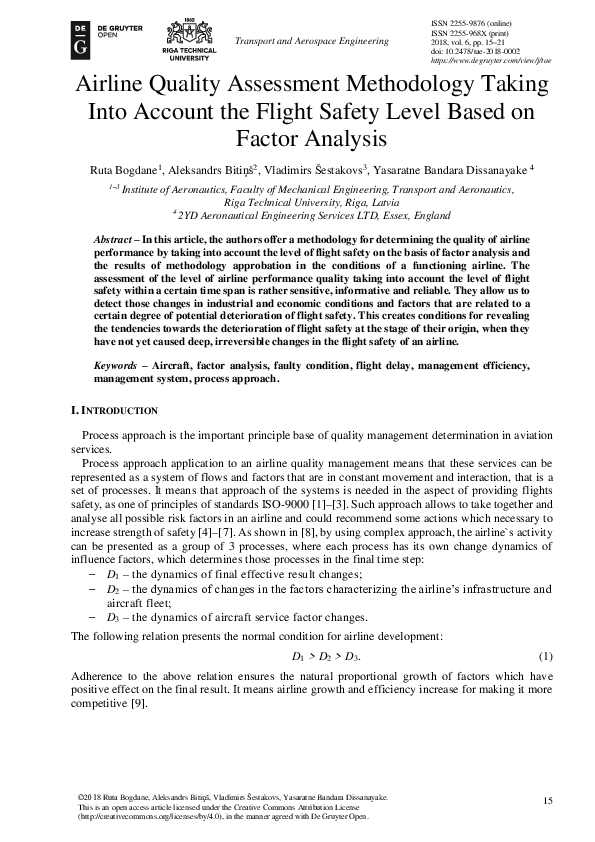 (PDF) Airline Quality Assessment Methodology Taking Into Account the ...