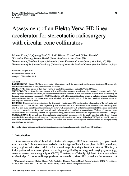 (PDF) Assessment of an Elekta Versa HD linear accelerator for ...