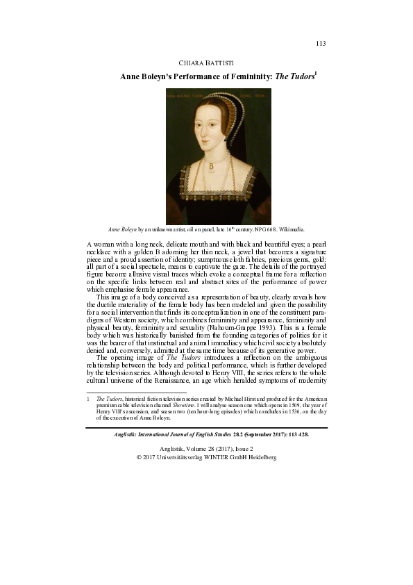 (PDF) Anne Boleyn's Performance of Femininity: ‘The Tudors’