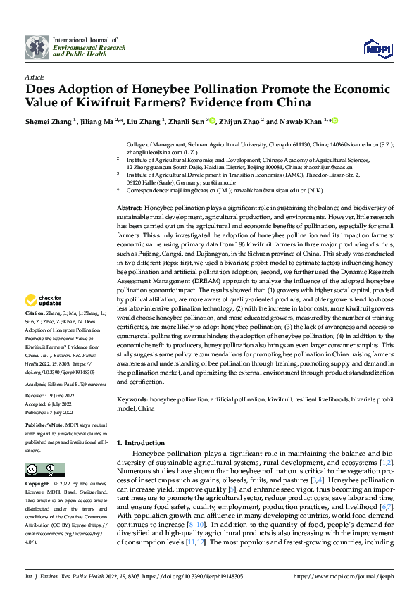 (PDF) Does Adoption of Honeybee Pollination Promote the Economic Value ...