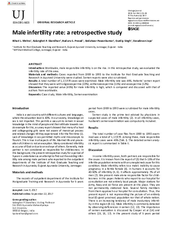 (PDF) Male infertility rate: a retrospective study