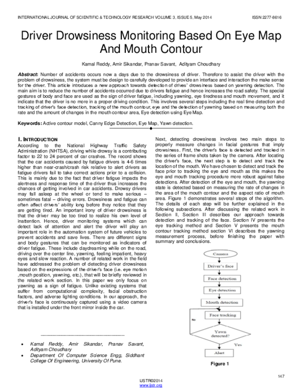 (PDF) Driver Drowsiness Monitoring Based On Eye Map And Mouth Contour