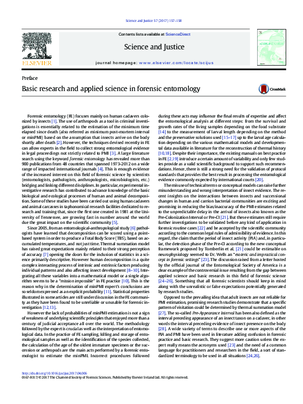 (PDF) Basic research and applied science in forensic entomology