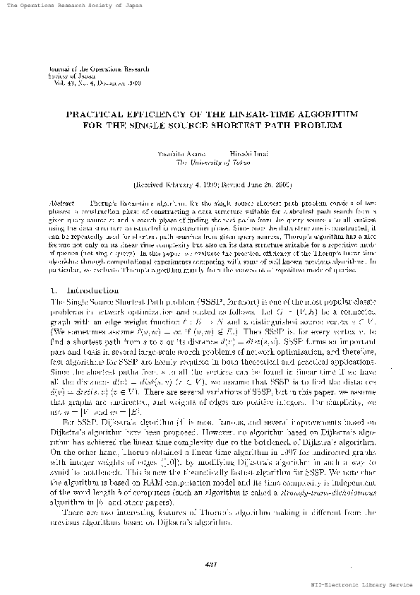(PDF) Practical Efficiency of the Linear-Time Algorithm for the Single ...