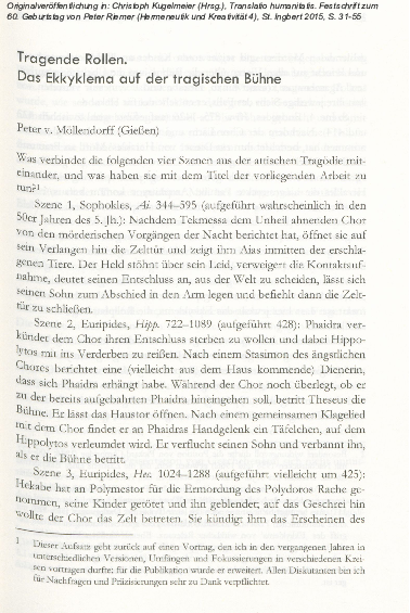 (PDF) Tragende Rollen. Das Ekkyklema auf der tragischen Bühne | Peter v ...