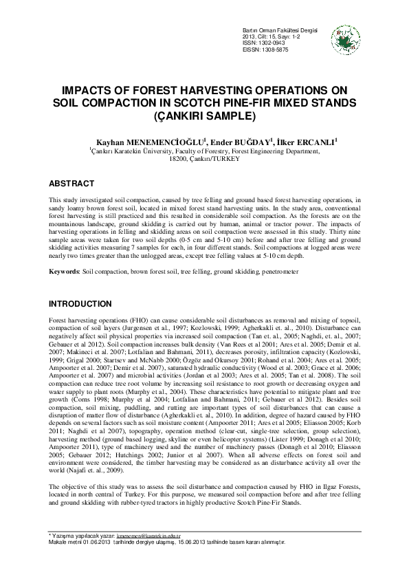 (PDF) Impacts of Forest Harvesting Operations on Soil Compaction in ...