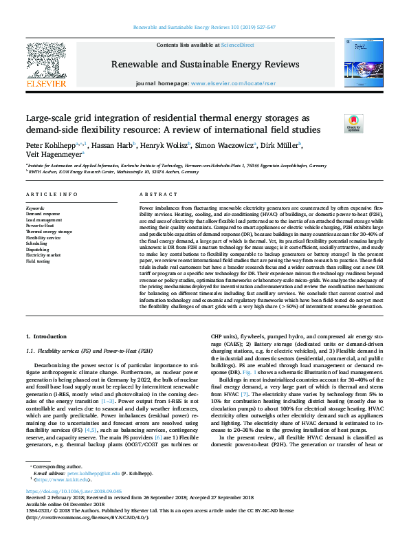 Pdf Large Scale Grid Integration Of Residential Thermal Energy Storages As Demand Side