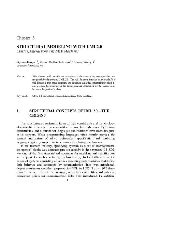 (PDF) Structural Modeling with UML 2.0