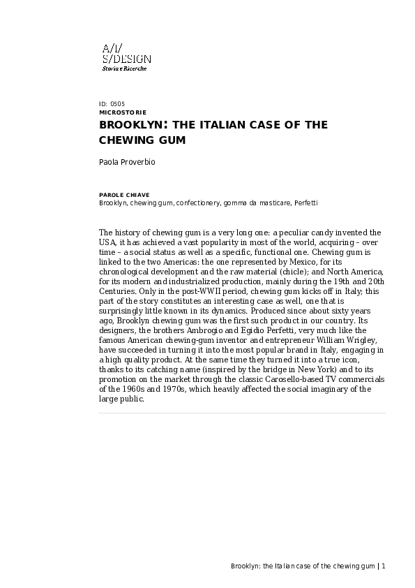 (PDF) Brooklyn: the Italian case of the chewing gum | 1 BROOKLYN: THE ...