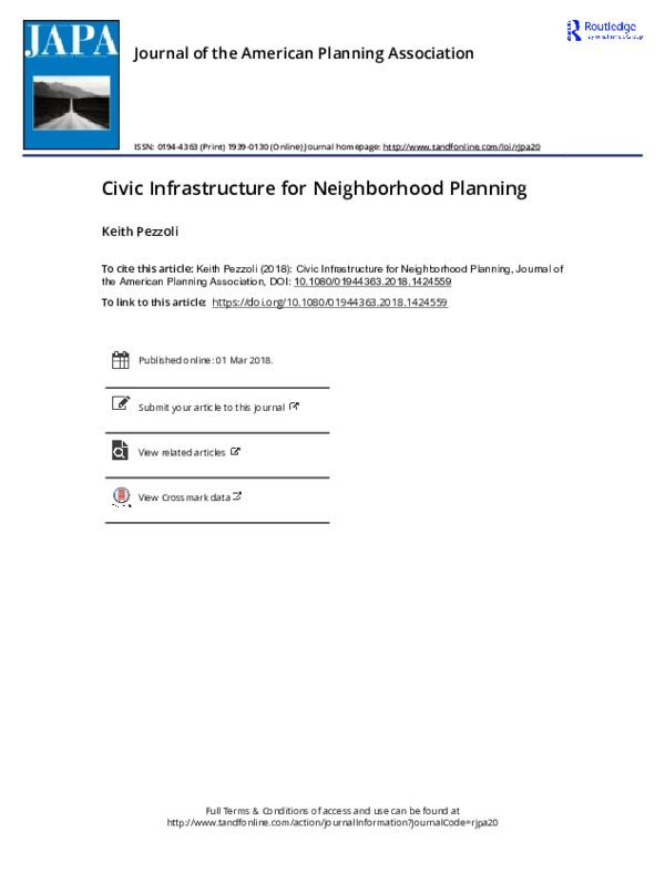 (PDF) Civic Infrastructure for Neighborhood Planning | Keith Pezzoli ...