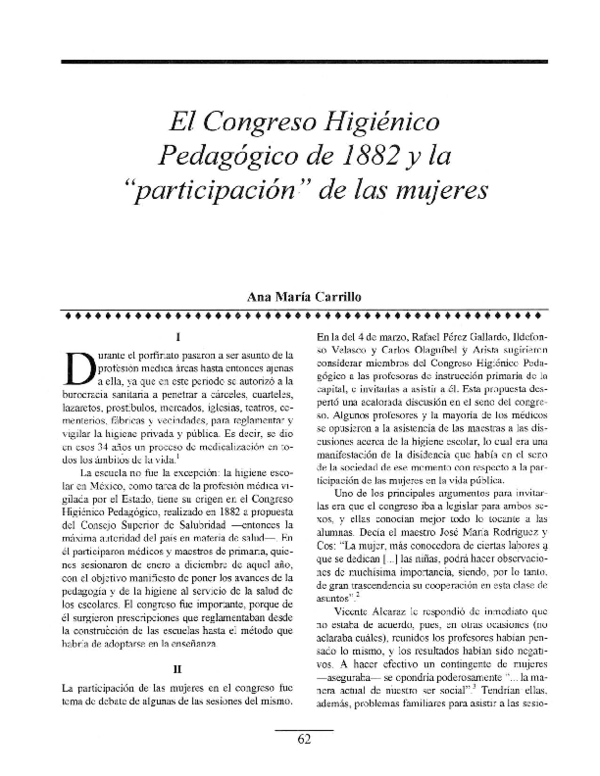 (PDF) El Congreso Higiénico Pedagógico de 1882 y la "participación" de las mujeres