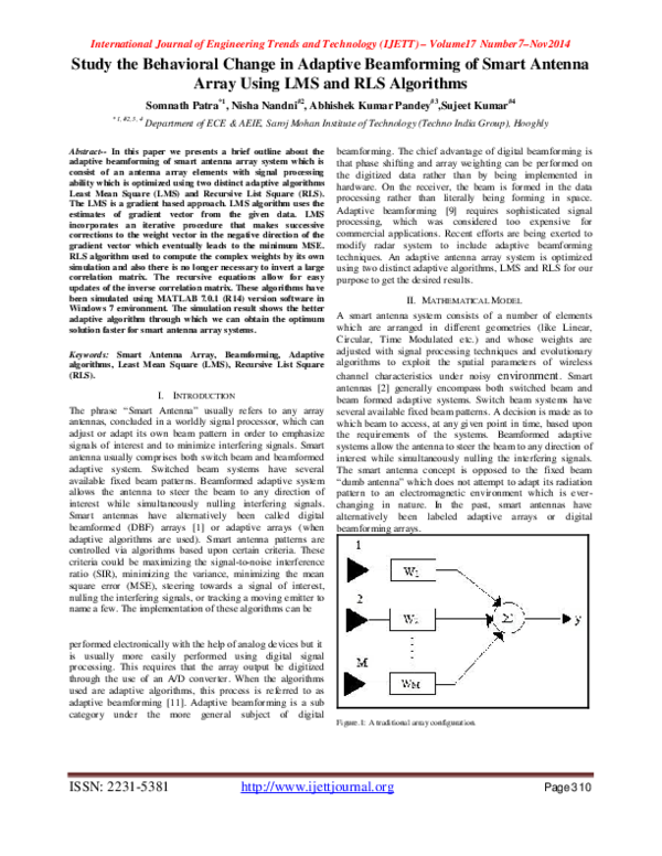 (PDF) Study the Behavioral Change in Adaptive Beamforming of Smart Antenna Array Using LMS and ...