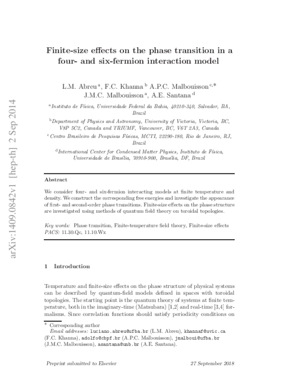 (PDF) Finite-size effects on the phase transition in a four- and six-fermion interaction model