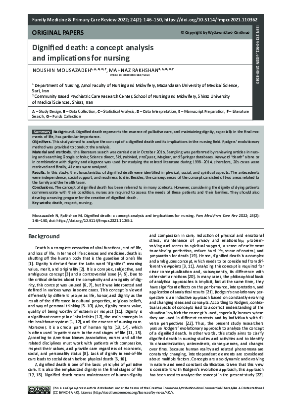 (PDF) Dignified death: a concept analysis and implications for nursing