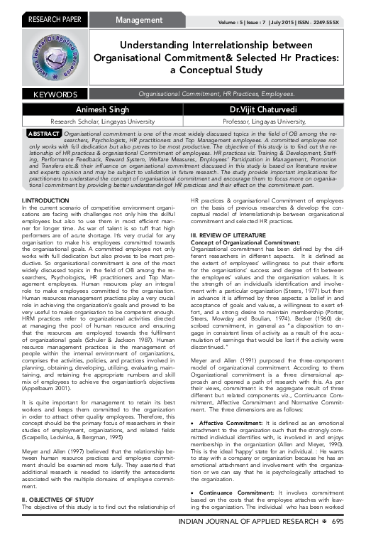 (PDF) Understanding Interrelationship between Organisational Commitment ...