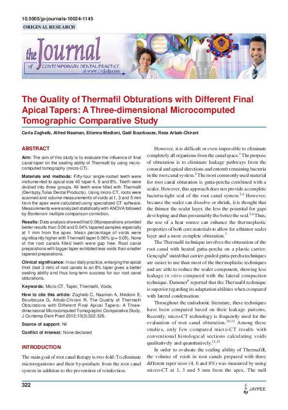 (PDF) The Quality of Thermafil Obturations with Different Final Apical ...