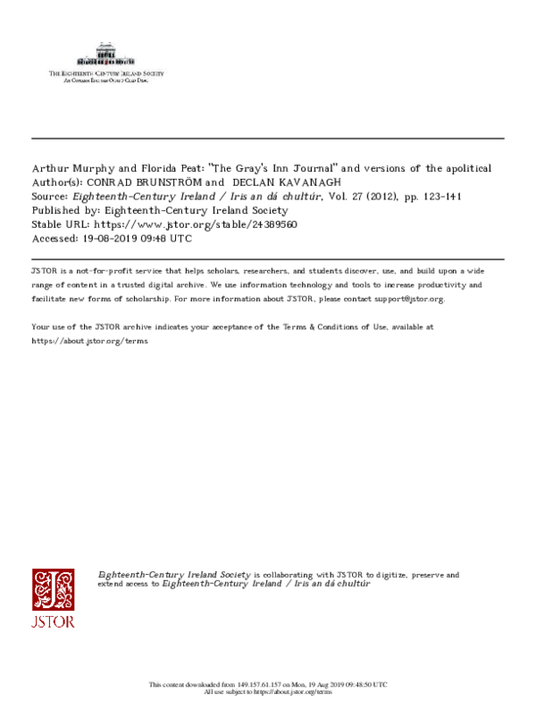 (PDF) Arthur Murphy and Florida Peat: The Gray’s Inn Journal and ...