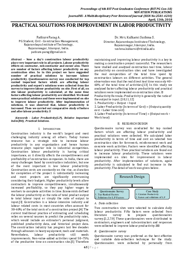 (PDF) Practical Solutions For Improvement In Labor Productivity