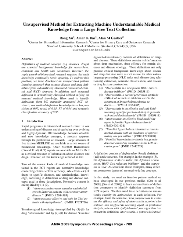 (PDF) Unsupervised method for extracting machine understandable medical ...
