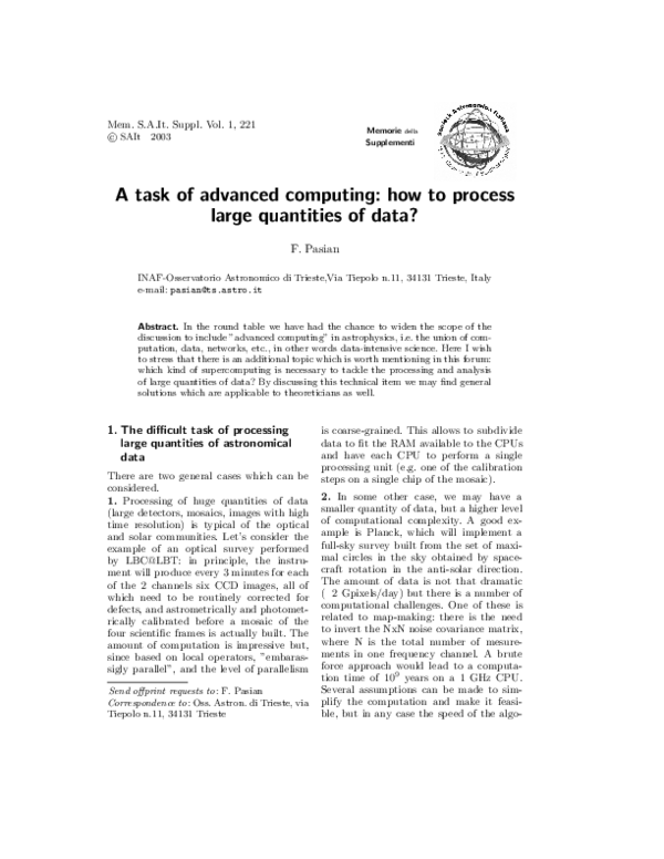 (PDF) A task of advanced computing: how to process large quantities of ...