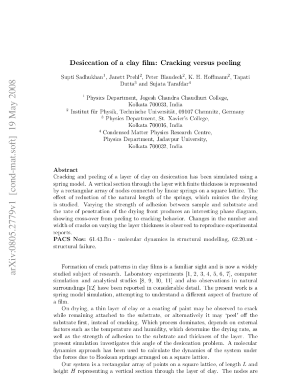 (PDF) Desiccation of a clay film: Cracking versus peeling