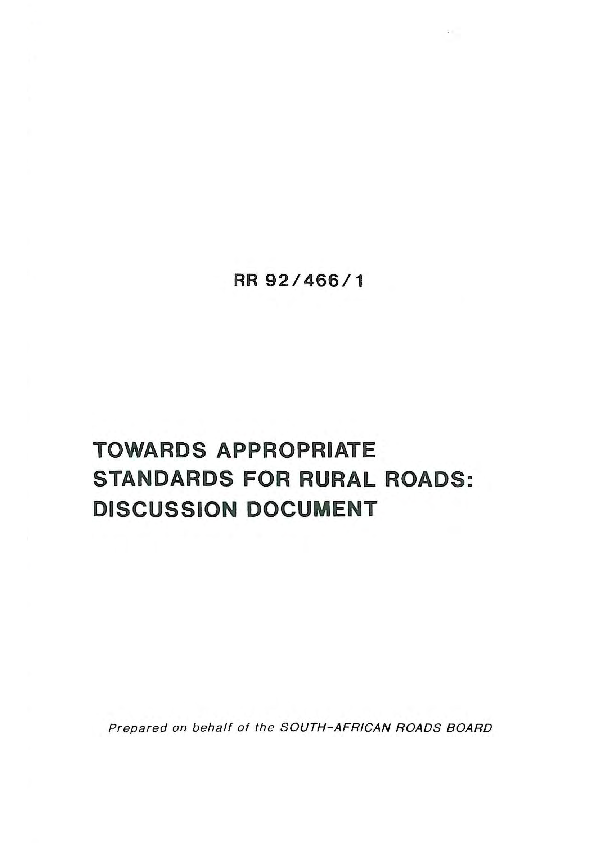 (PDF) Towards appropriate standards for rural roads: discussion document