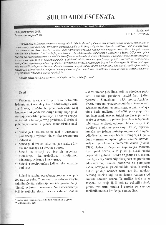 (PDF) Suicid adolescenata | Toni Maglica - Academia.edu