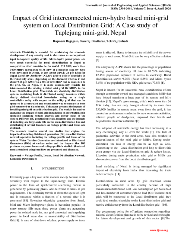 (PDF) Impact of Grid interconnected micro-hydro based mini-grid system ...