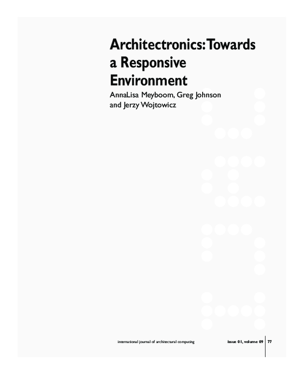 (PDF) Architectronics: Towards a Responsive Environment