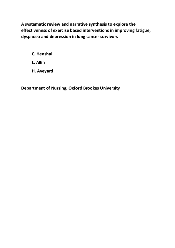 (PDF) A Systematic Review and Narrative Synthesis to Explore the ...