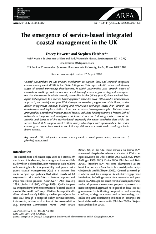 (PDF) The emergence of service-based integrated coastal management in ...