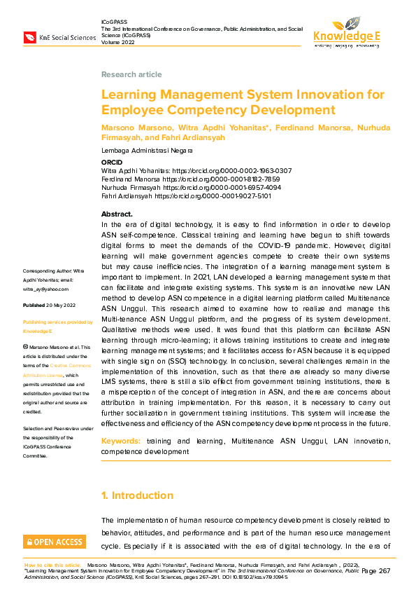 (PDF) Learning Management System Innovation for Employee Competency ...