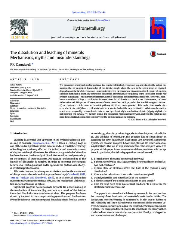 (PDF) The dissolution and leaching of minerals