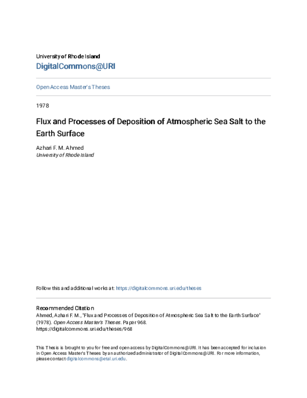 (PDF) Flux and Processes of Deposition of Atmospheric Sea Salt to the ...