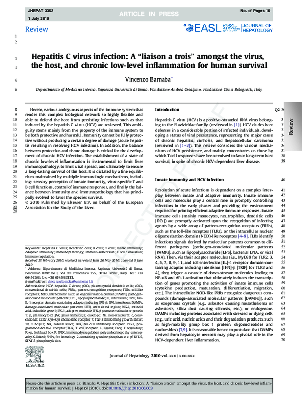 (PDF) Hepatitis C virus infection: A “liaison a trois” amongst the ...