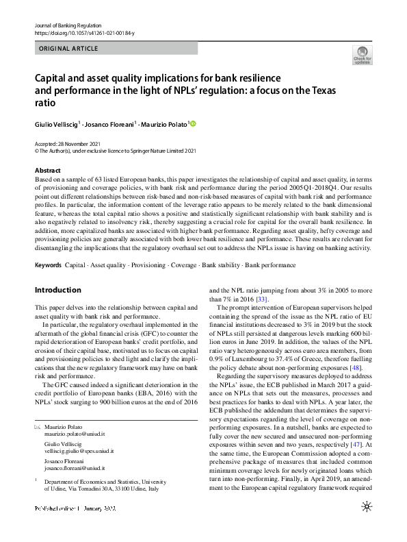(PDF) Capital and asset quality implications for bank resilience and ...
