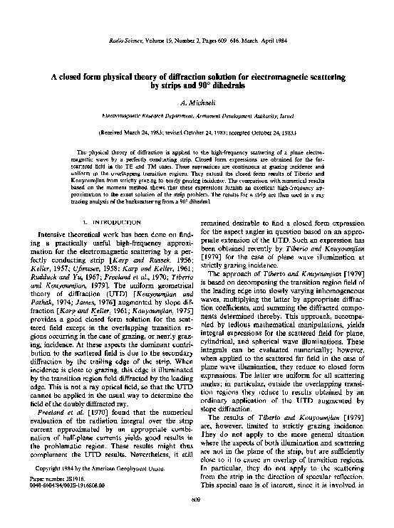 (PDF) A closed form physical theory of diffraction solution for ...