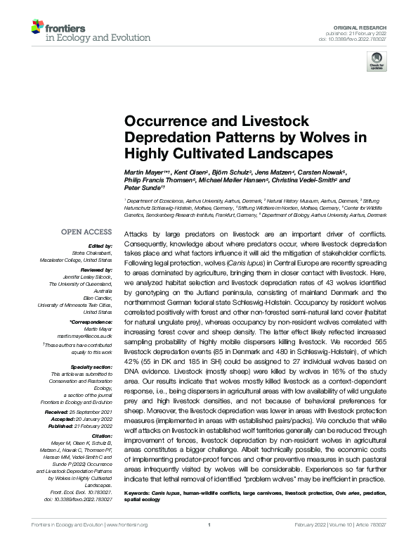 (PDF) Occurrence and Livestock Depredation Patterns by Wolves in Highly Cultivated Landscapes ...