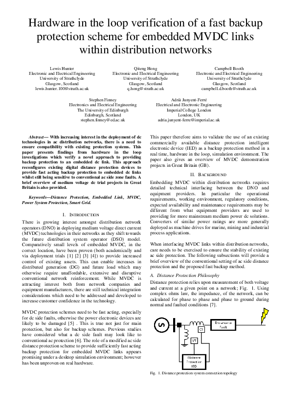(PDF) Hardware in the loop verification of a fast backup protection scheme for embedded MVDC ...