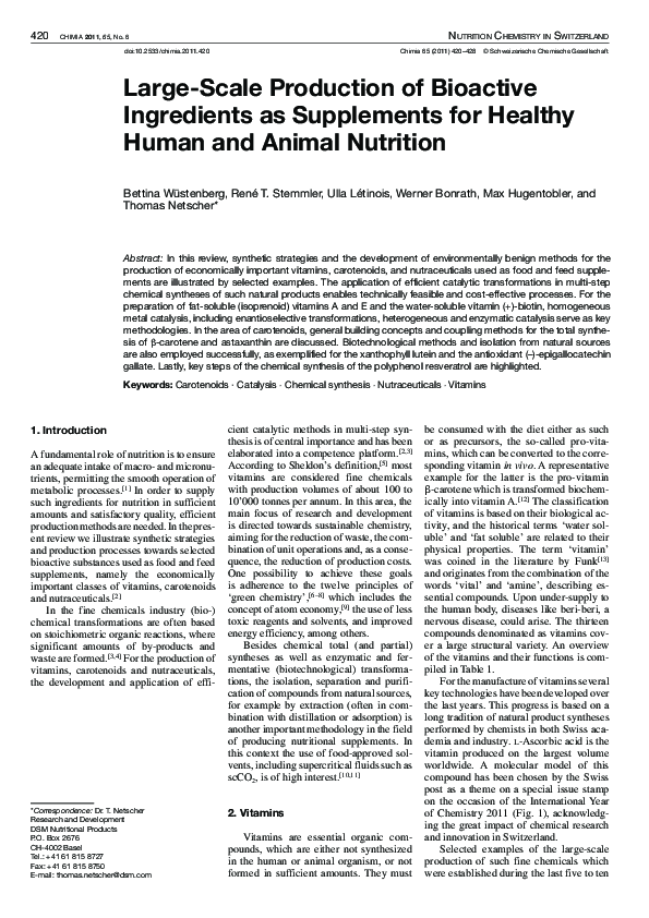 (PDF) Production of Bioactive Nutraceuticals for Nutrition