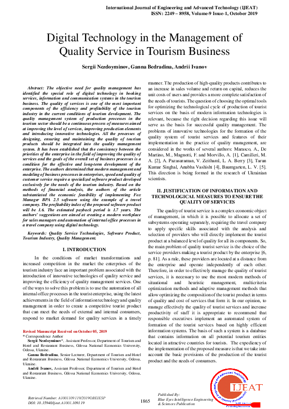 (PDF) Digital Technology in the Management of Quality Service in ...