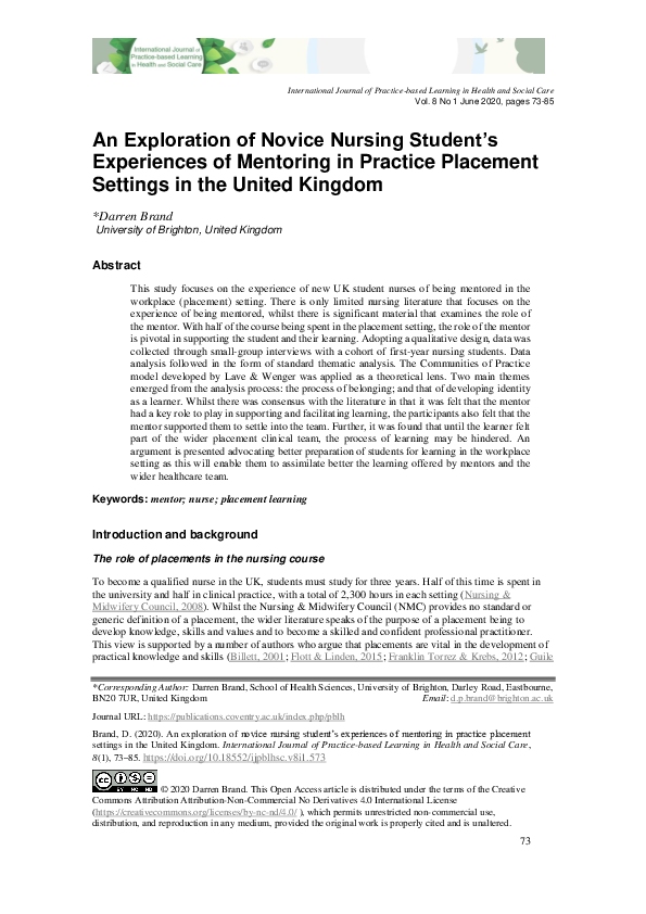 (PDF) An Exploration of Novice Nursing Student’s Experiences of ...