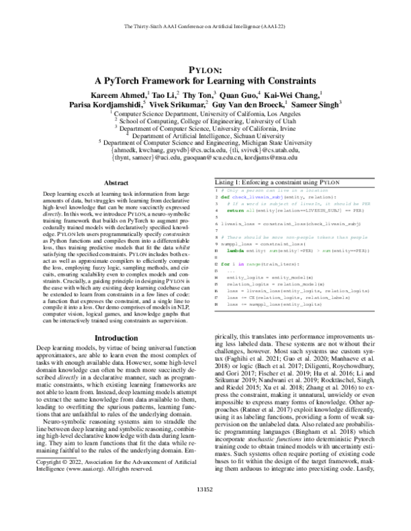(PDF) PYLON: A PyTorch Framework for Learning with Constraints